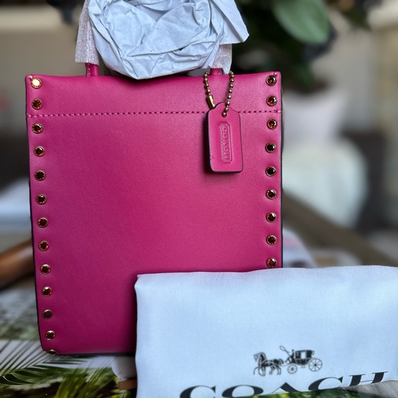 Coach | Bags | Coach Glovetanned Leather Crystal Rivets Mini Cashin ...